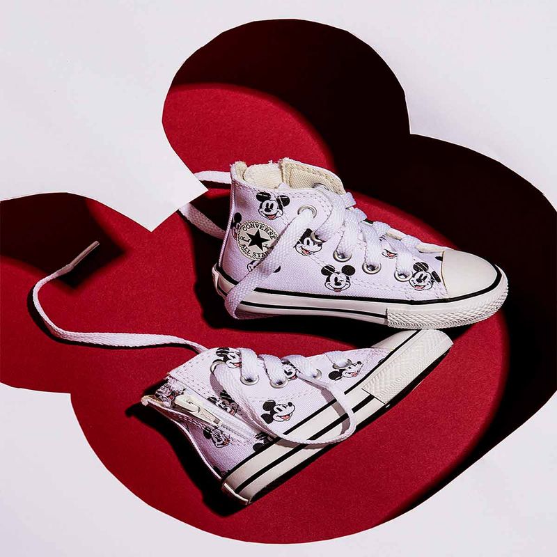 Tênis Converse Chuck Taylor All Star Infantil Zip Mickey Branco Preto ...